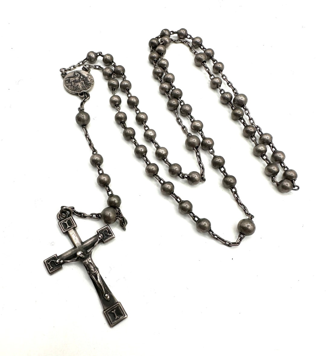 Sterling Silver Priests Rosary Rosaries Bead Vintage Religious ...