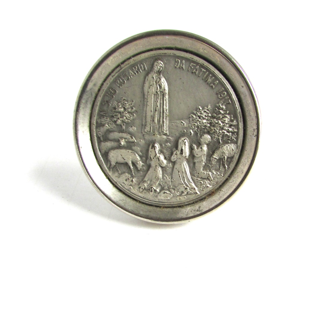 Silver Religious Medal Our Lady of Fatima Home Decor Travel Vintage - Etsy