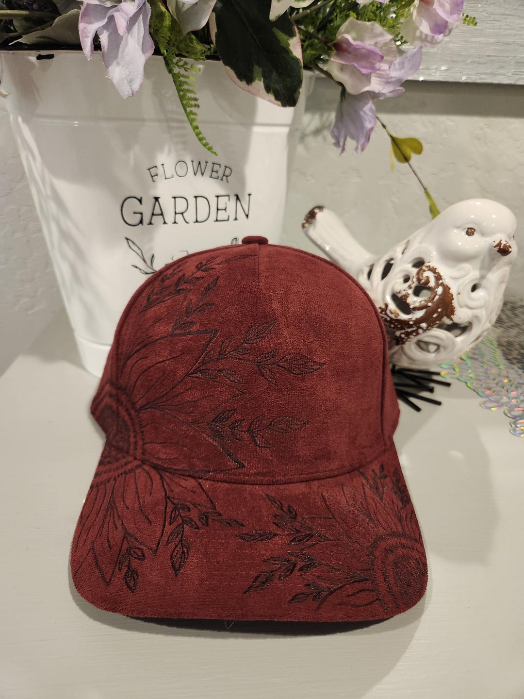Hand Burned - Burgundy Color- Trucker Style - Baseball Hat - Etsy