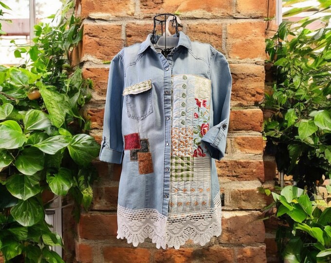 Upcycled - Blue Denim Shacket - Women's Size 3X - Etsy