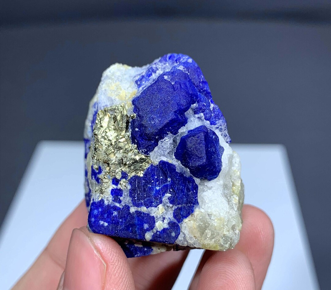 Ink Blue Lazurite Specimen With Golden Pyrite From Afghanistan - 64 ...
