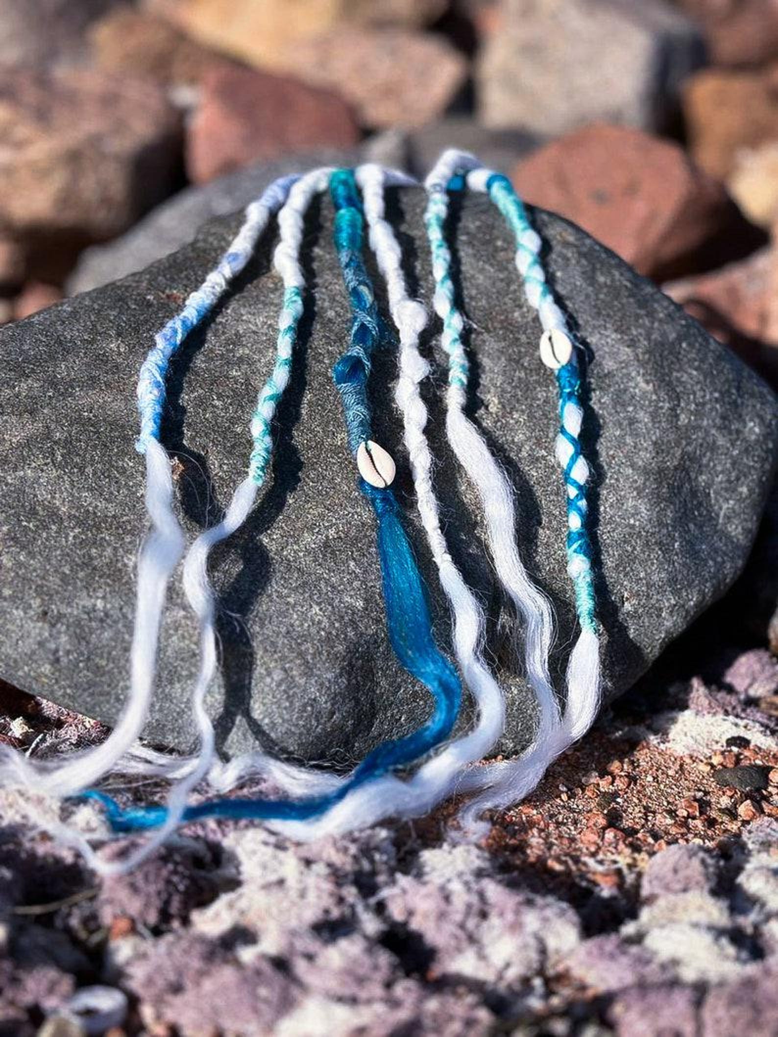 Dreadlock Extensions Blue White Hair Wrap Ombré Crochet Dreads ...