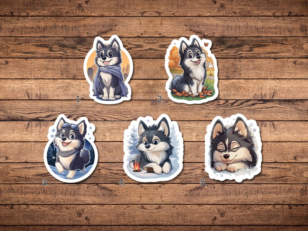 Cute Husky Stickers | Pack of 5 Husky | Animal Stickers | - Etsy