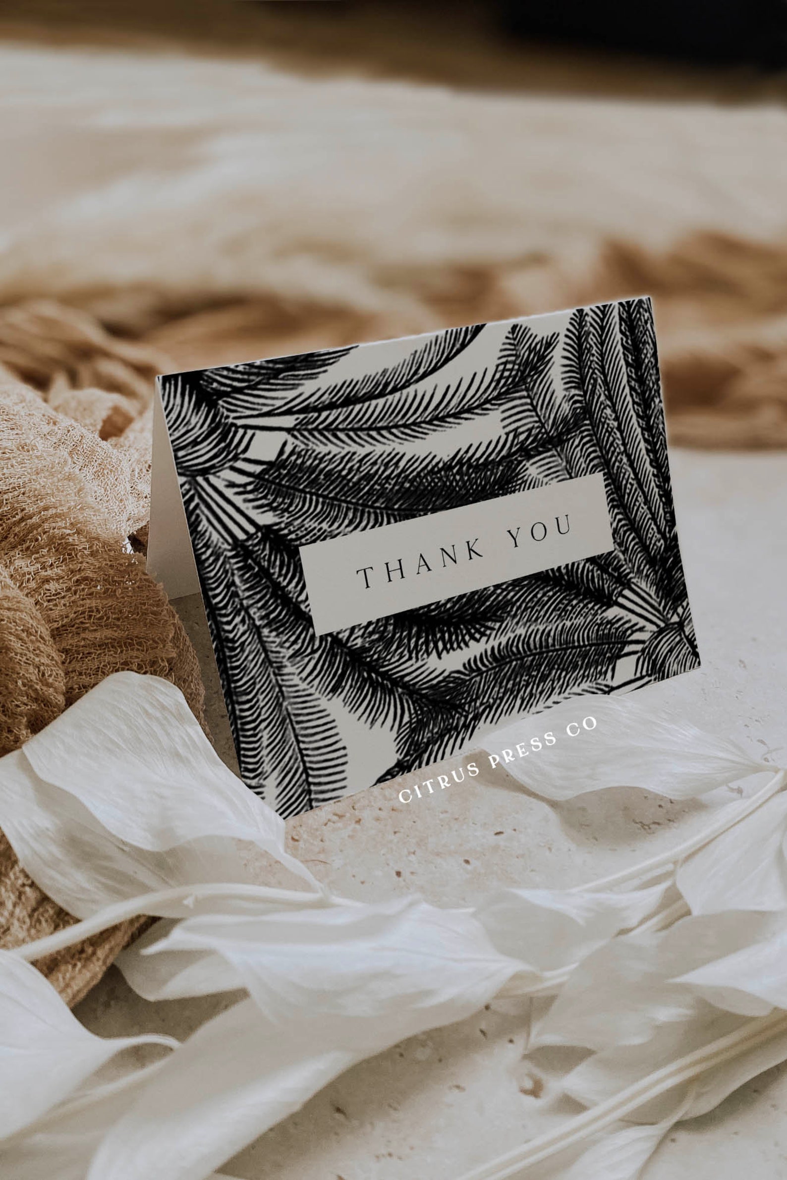 Tropical Thank You Card, Folded Card Photo Wedding Card, 6x4 Modern ...