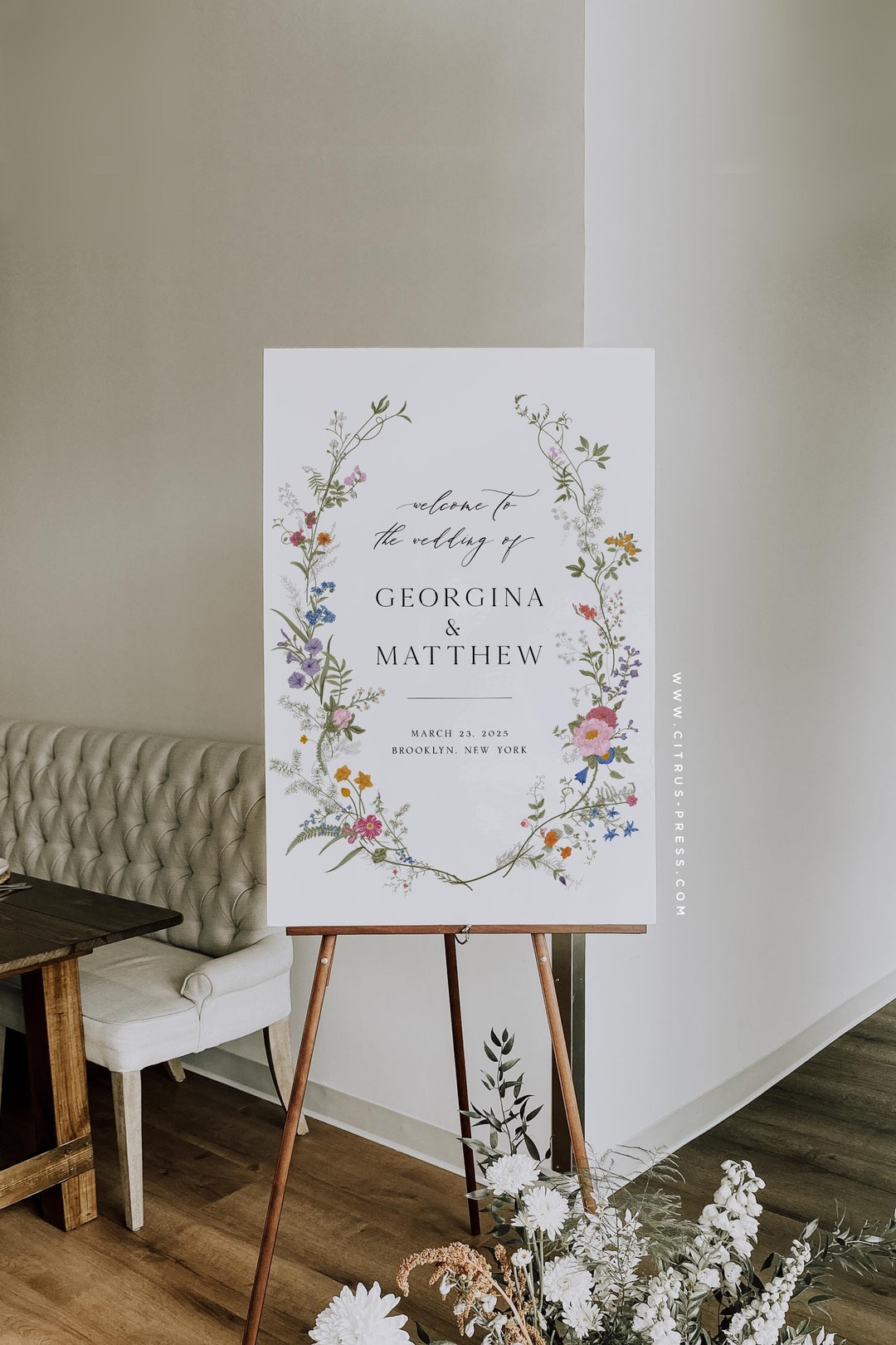 Wild Flower Welcome Wedding Sign, Wedding Reception, Party Sign ...