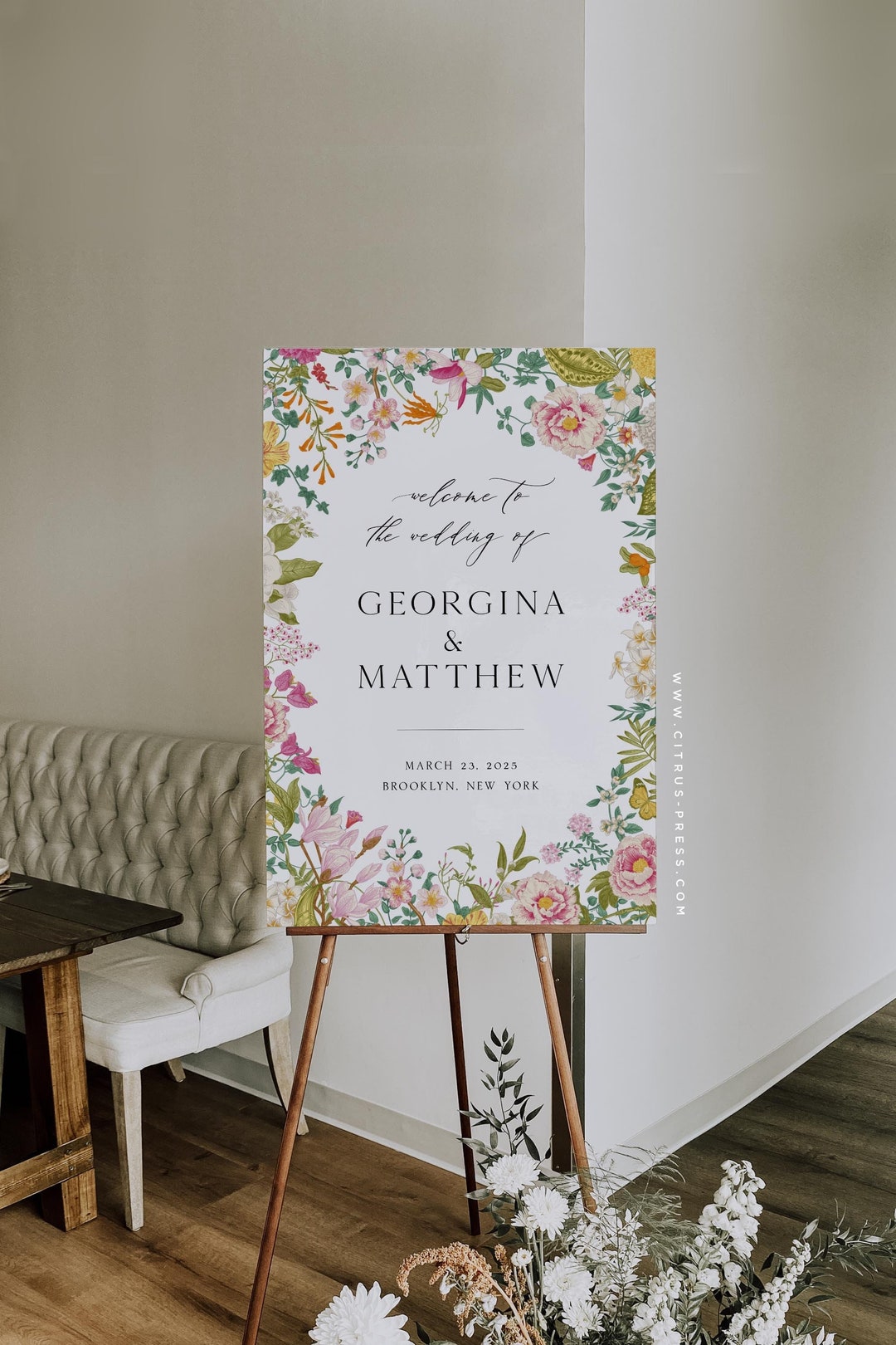 Wildflower Welcome Wedding Sign, Wedding Reception, Party Sign ...