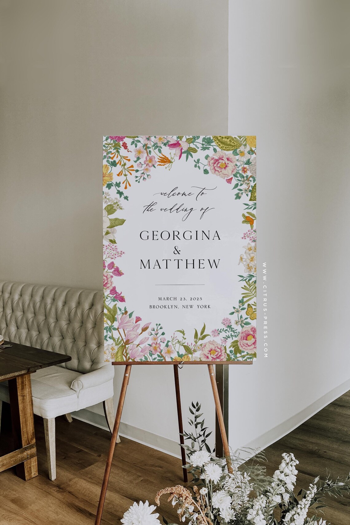 Wildflower Welcome Wedding Sign, Wedding Reception, Party Sign ...