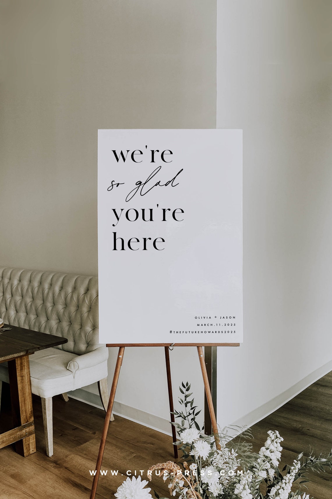 Minimal Welcome Wedding Sign, Wedding Reception Sign, DIY Editable ...