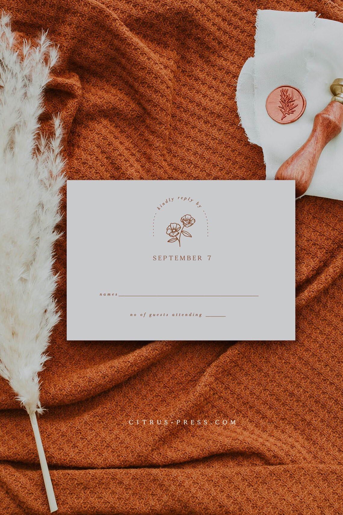 Rust Boho Invitation Modern Minimal Wedding Invitation | Etsy