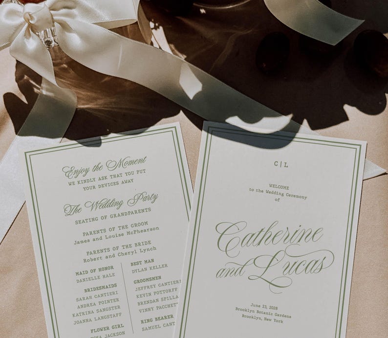 Retro Wedding Program Template, Modern Vintage Ceremony Program ...