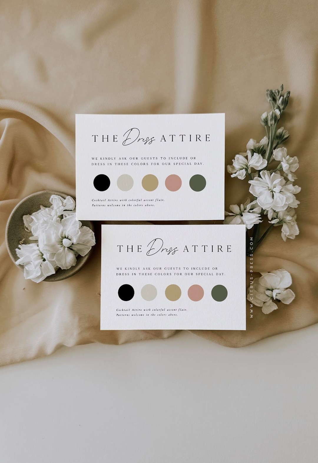 Minimal Wedding Attire Color Card Template, Modern Add-on Card for ...