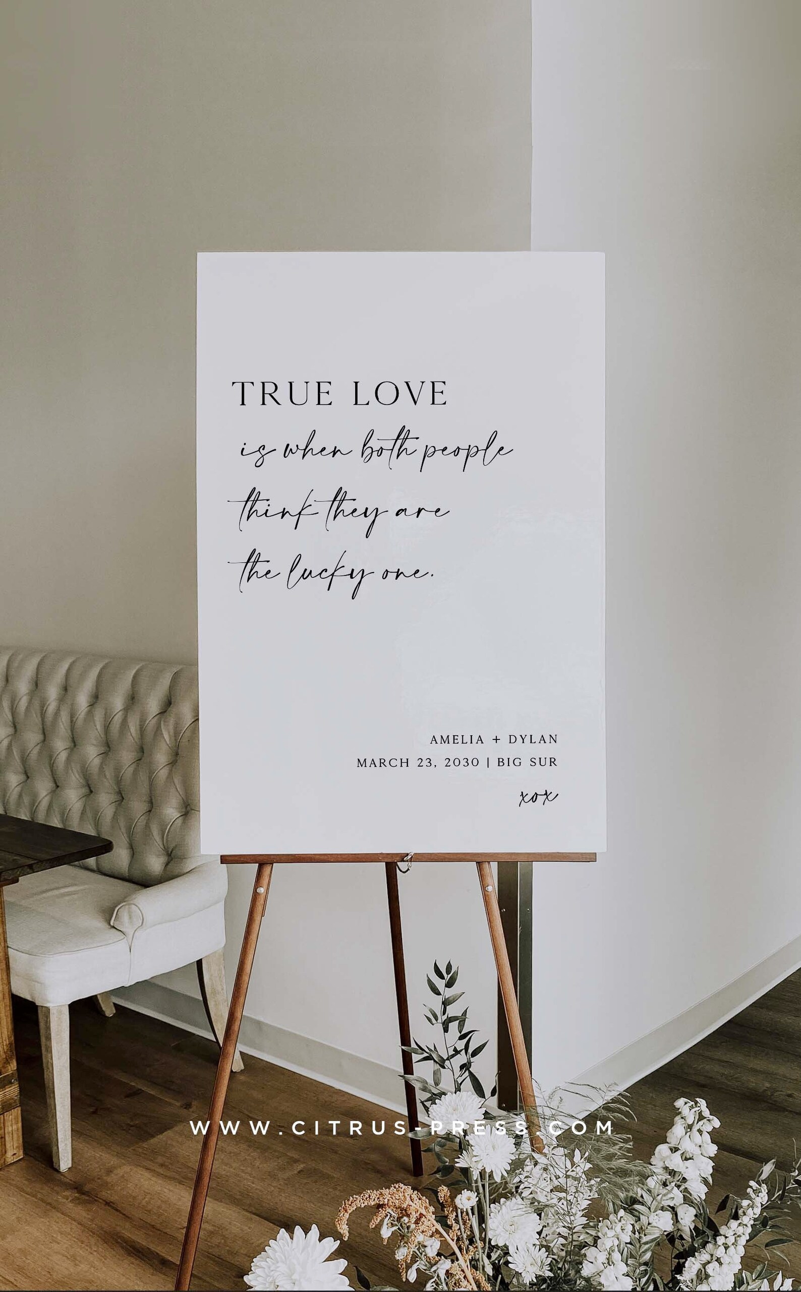 True Love Ceremony Wedding Sign Wedding Quote Sign DIY - Etsy