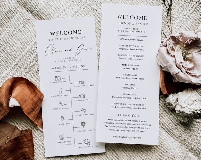 Wedding Ceremony Program Template for a Rustic Wedding, Good for ...
