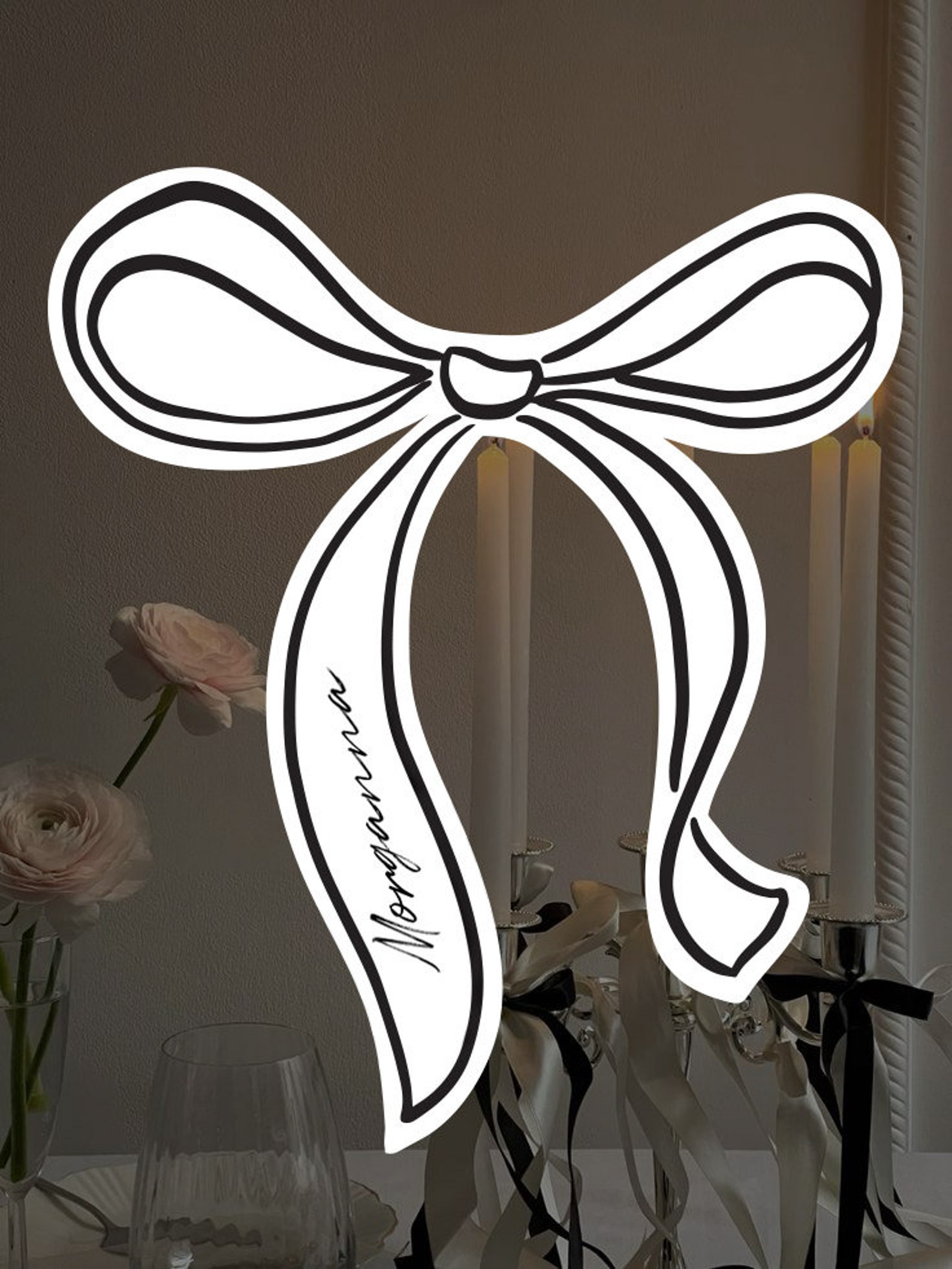Ribbon Bow Name Card Place Setting Wedding Template | DIY Editable Bow ...