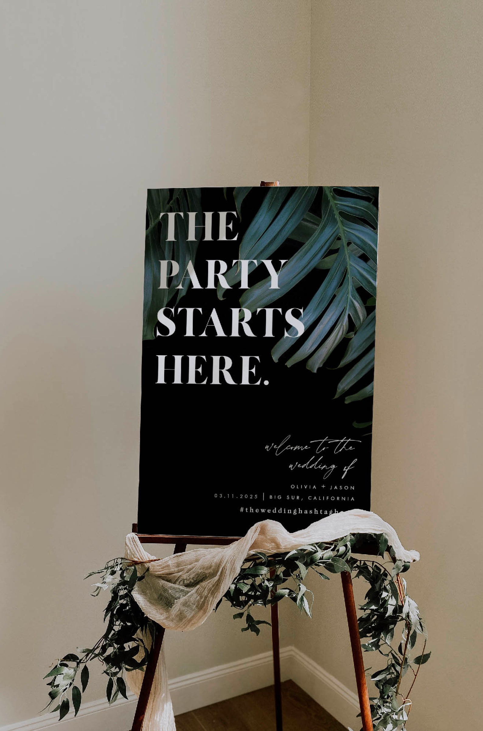 Party Starts Here Sign Tropical Wedding Welcome Sign - Etsy