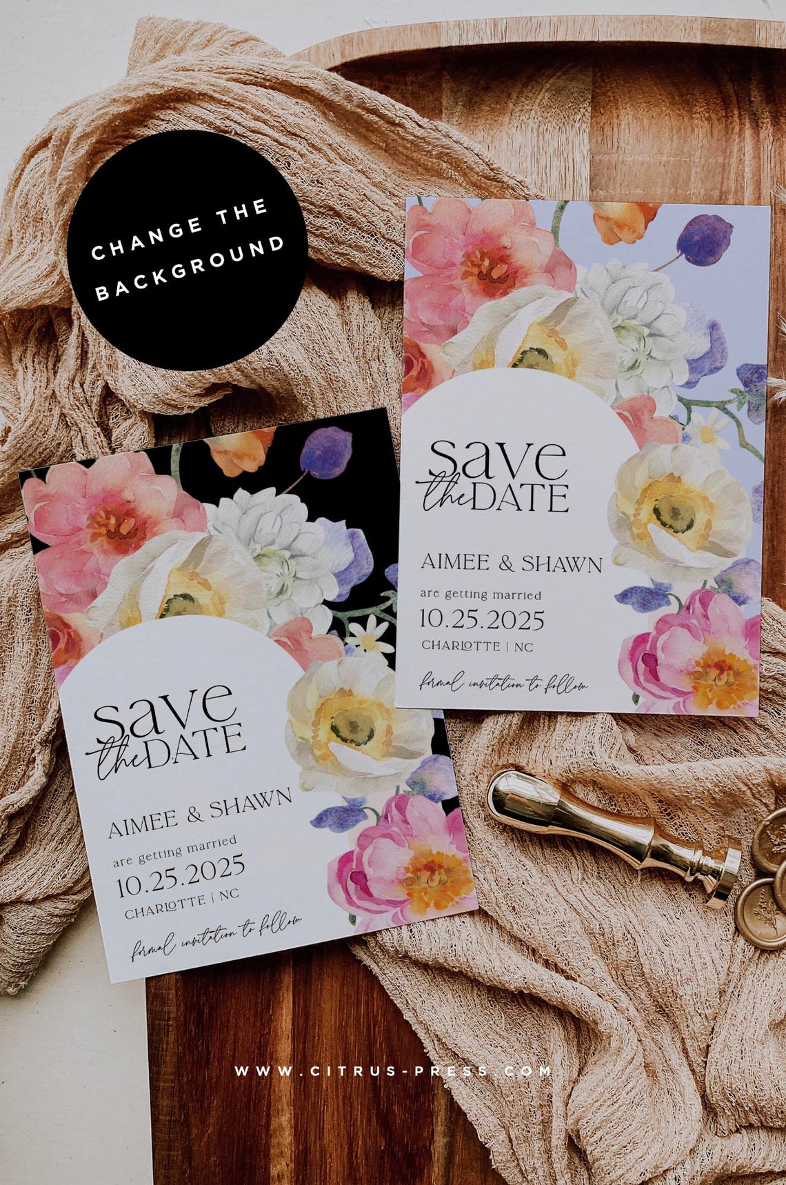 Spring Floral Save the Date Invitation Arch Photo Wedding - Etsy
