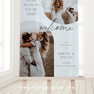 Arch Photo Engagement Party Wedding Sign, Modern Minimal, DIY Editable ...