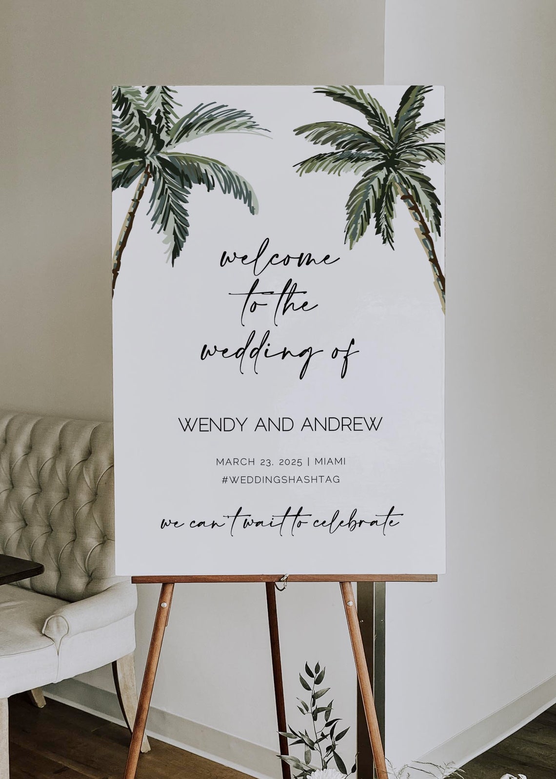 Palm Tree Welcome Wedding Sign Tropical Wedding Reception - Etsy