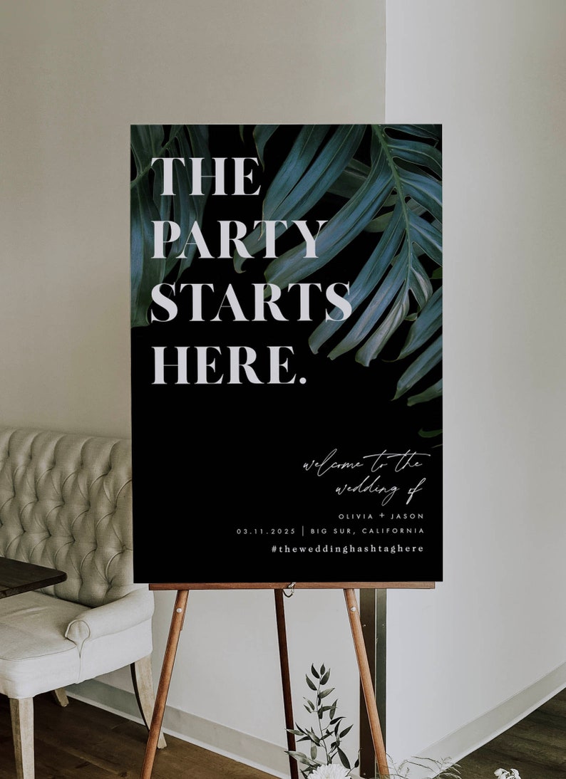 Party Starts Here Sign Tropical Wedding Welcome Sign - Etsy