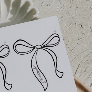 Ribbon Bow Name Card Place Setting Wedding Template | DIY Editable Bow ...