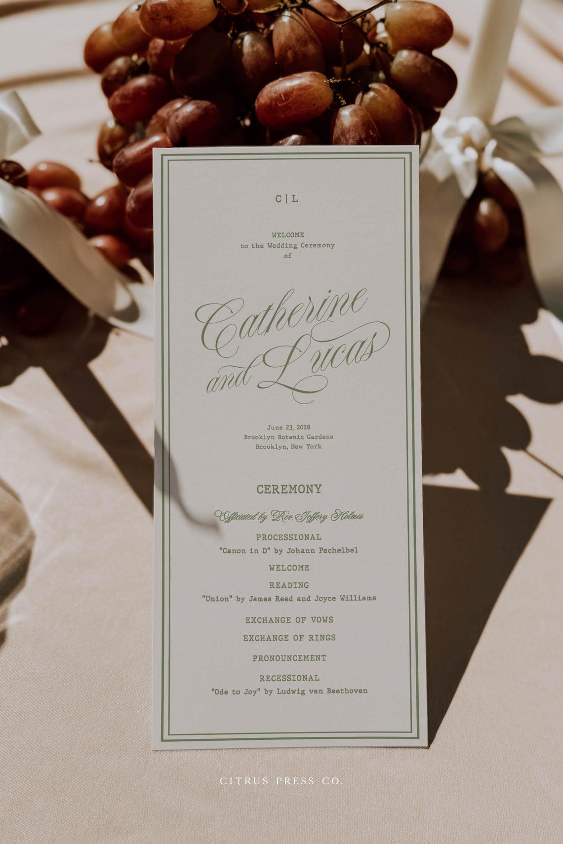 Retro Wedding Program Template, Modern Vintage Ceremony Program ...
