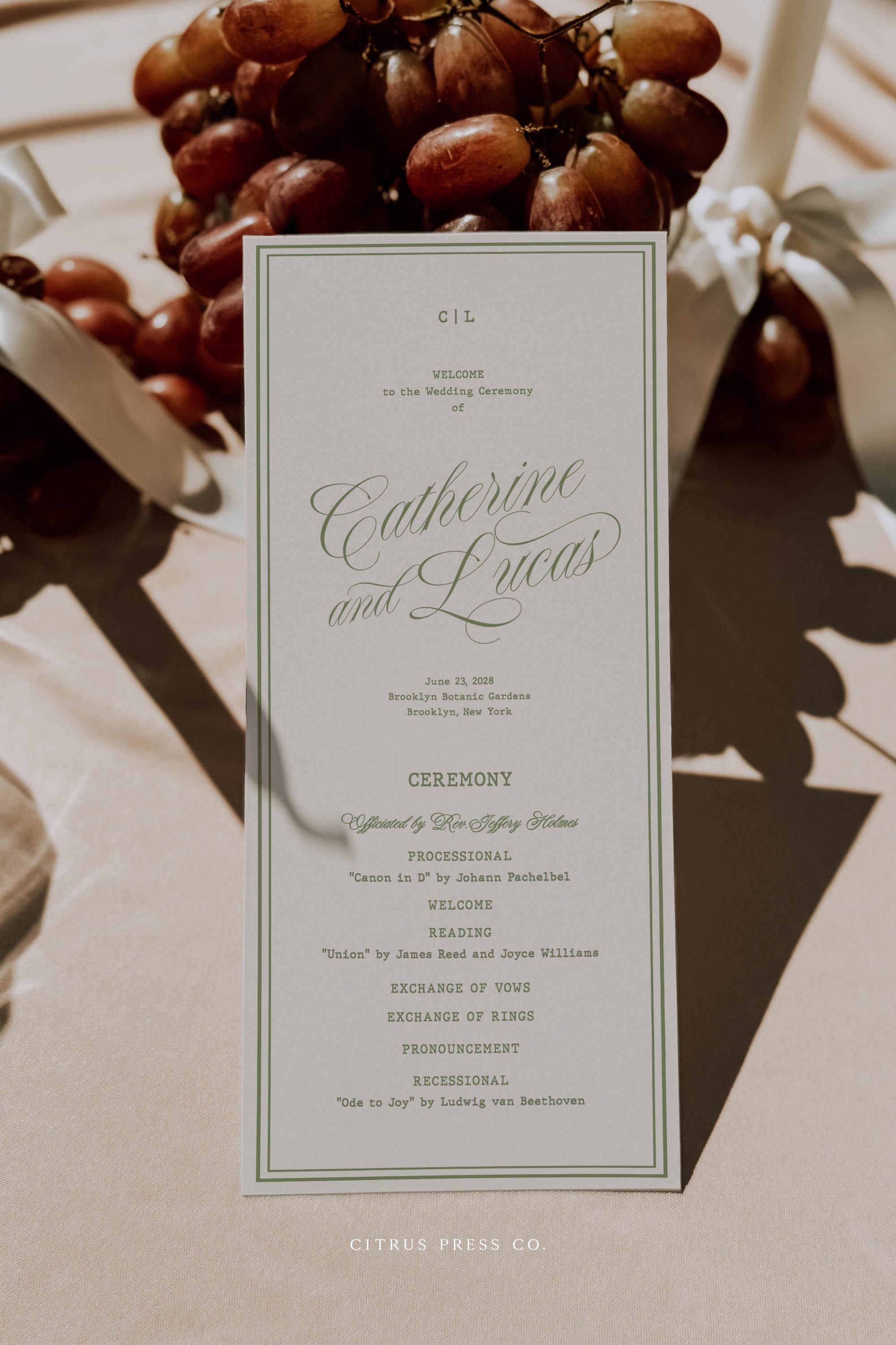 Retro Wedding Program Template, Modern Vintage Ceremony Program ...