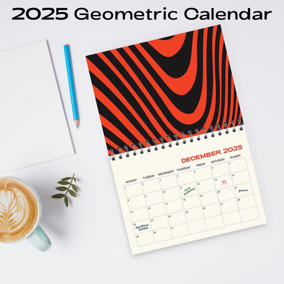 2025 Geometric Wall Calendar, Colorful Wall Calendar, Calendars and ...