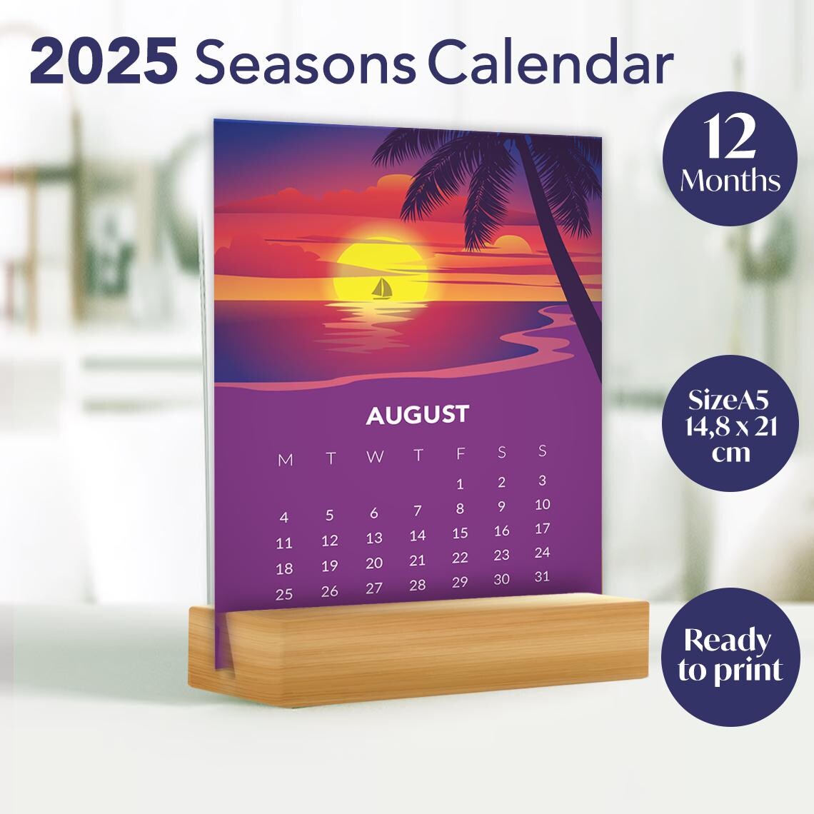2025 Nature 4 Seasons Calendar, Printable 2025 Calendar, Seasonal ...