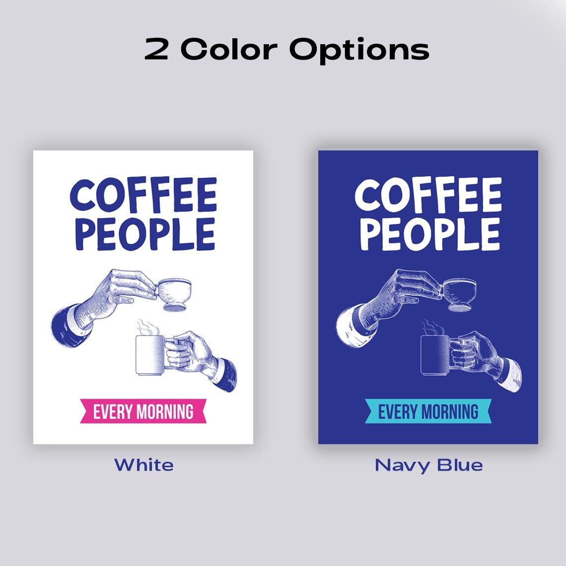 Retro Coffee Poster, Navy Blue Coffee Poster, Coffee Bar Poster, Modern ...