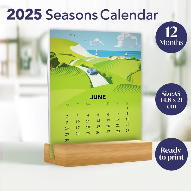 2025 Nature 4 Seasons Calendar, Printable 2025 Calendar, Seasonal ...