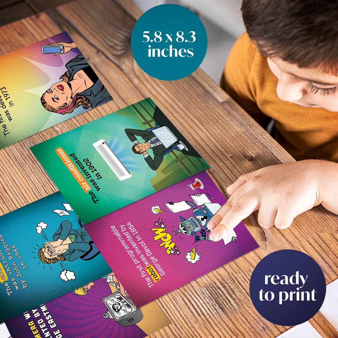 10 Invention Retro Flashcards,montessori Cards,vintage Educational ...