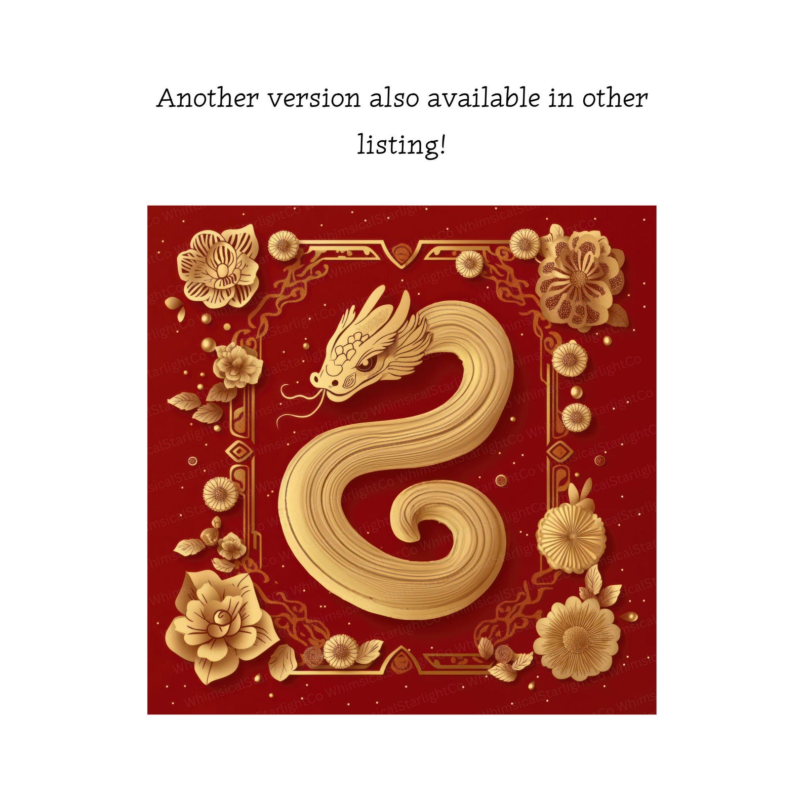 Snake Chinese Zodiac Lunar New Year 2025, Square Card Making JPG JPEG ...