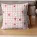 Strawberry Gingham Seamless Pattern Pastel Light Pink Floral Repeating ...