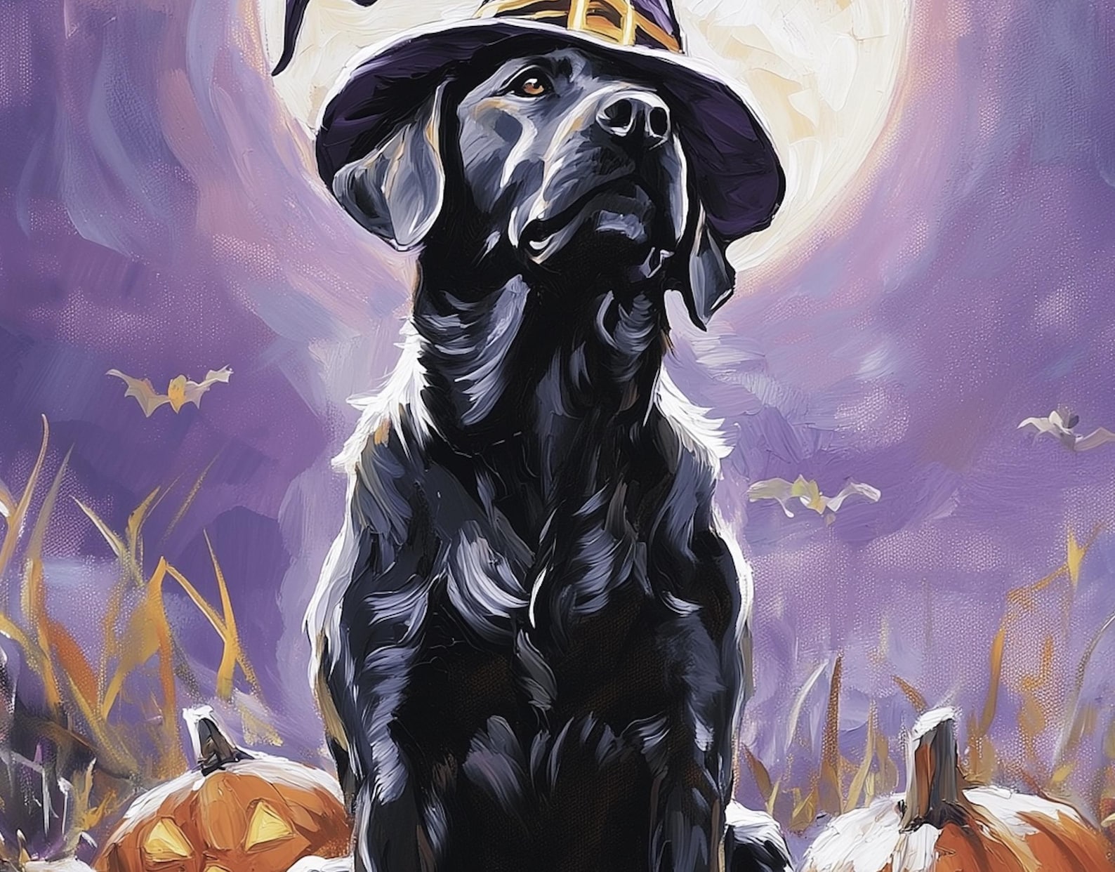 Black Labrador Retriever Wall Art Halloween Print Witch Hat Black Lab ...