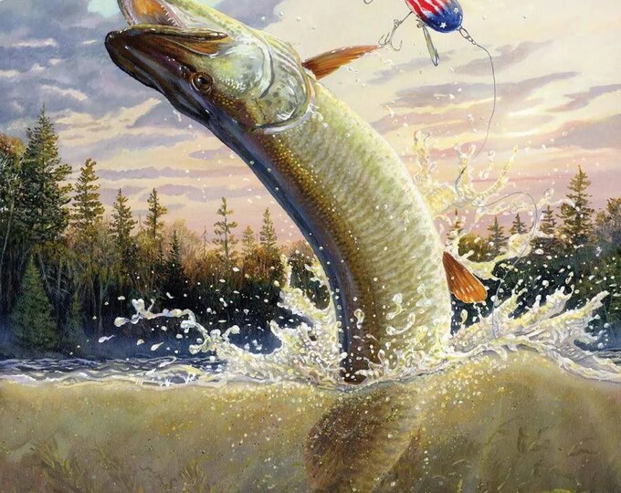 Fish Leaping Fabric Panel 36 X 44, Fisherman Fabric, Riley Blake ...