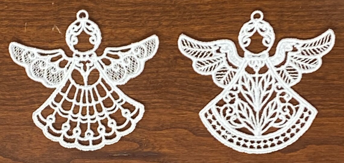 Lace Angel Collection#1 - Set of 10, Embroidered Angel Ornaments, Angel ...