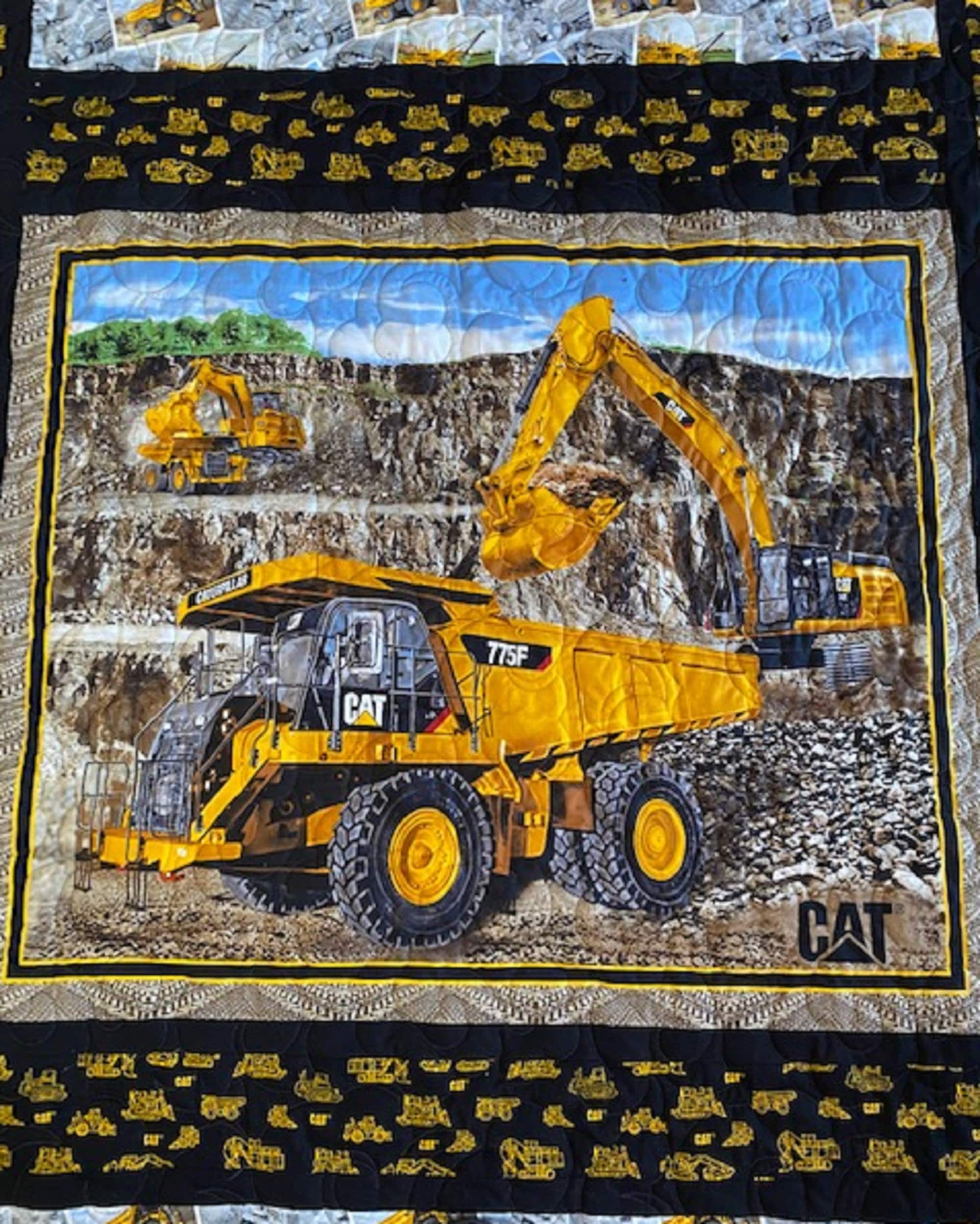CAT Equipment Machinery Construction Twin-sized Lap Quilt, Heavy ...