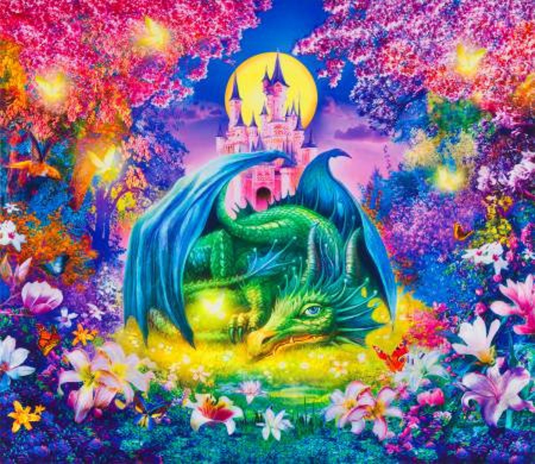 Dragon Fabric Panel 36" X 44", Digitally Printed Mythical Dragon Fabric ...