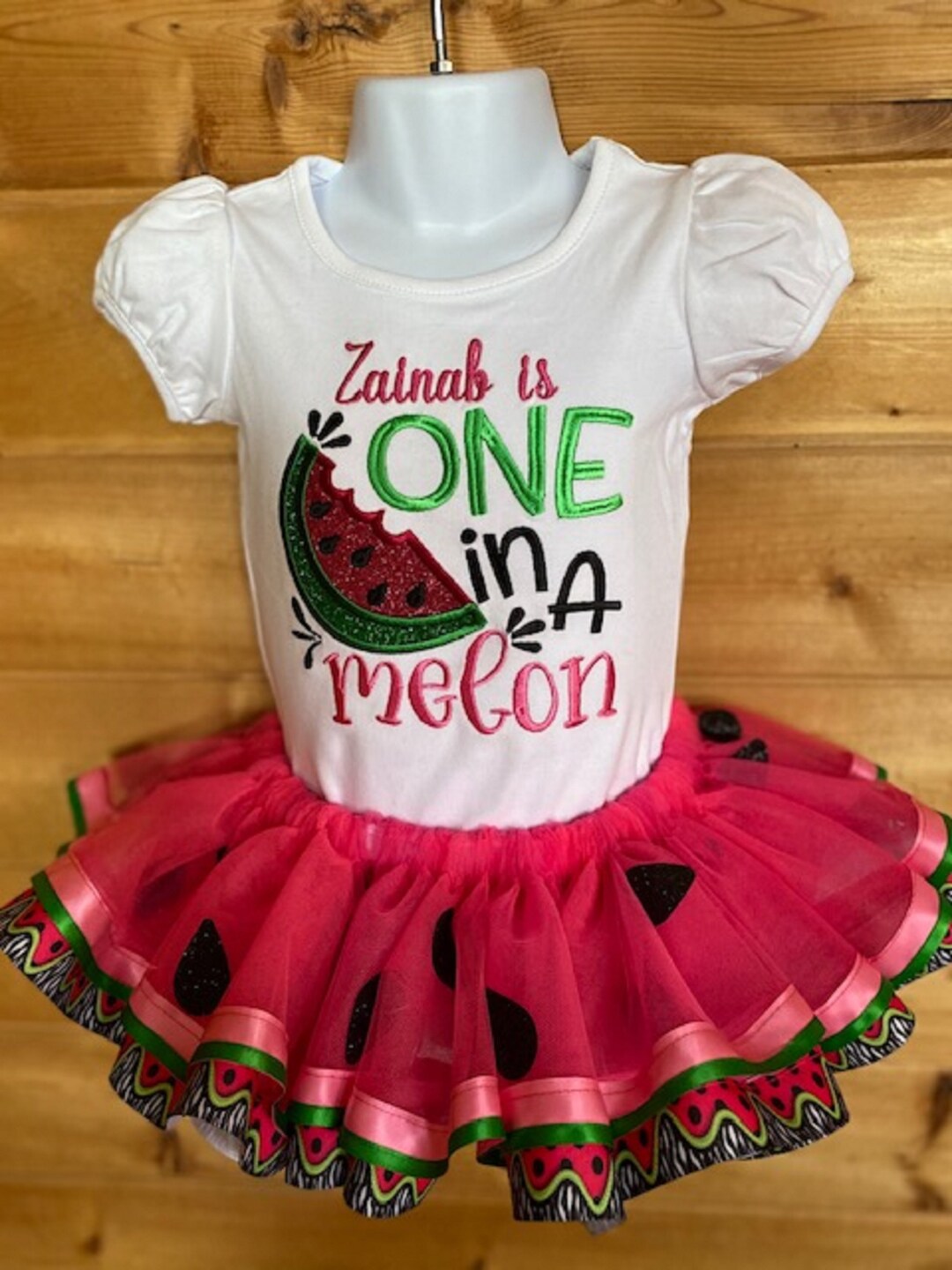 Melon Girls Birthday Shirt and Tutu, Watermelon Summer Embroidered One ...