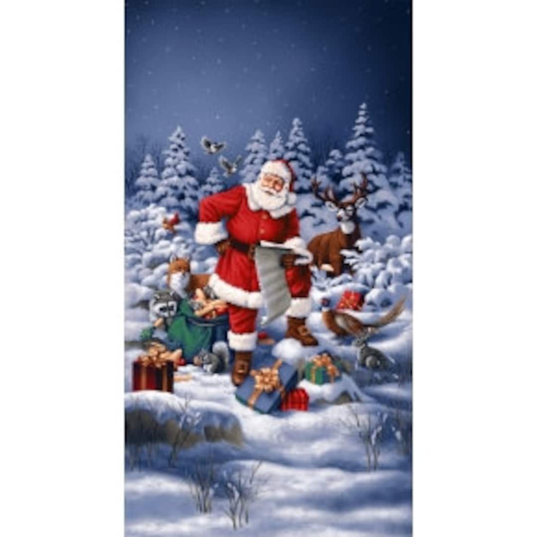 Santa With Forest Friends 24x43, Good Tidings Fabric Panel by RJR ...