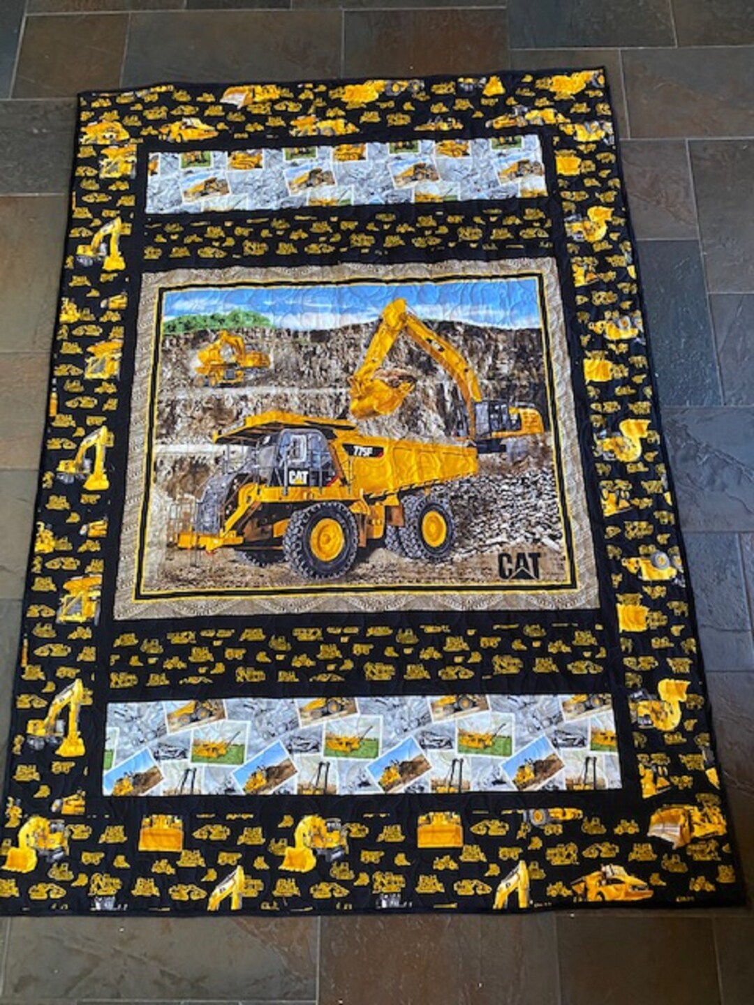 CAT Equipment Machinery Construction Twin-sized Lap Quilt, Heavy ...