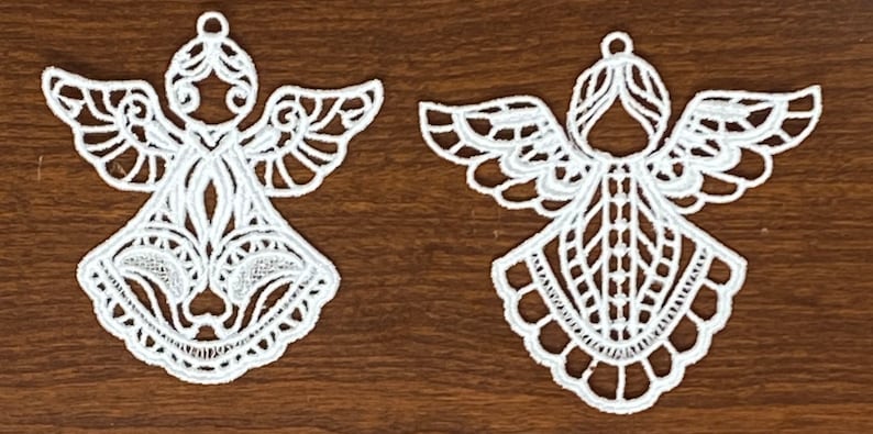 Lace Angel Collection#1 - Set of 10, Embroidered Angel Ornaments, Angel ...