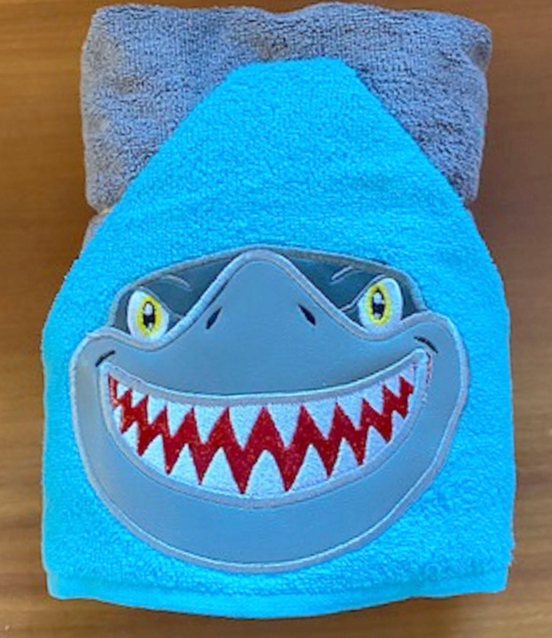 Shark Hooded Towel, Personalized Shark Hooded Towel, Kid's Beach Towel ...
