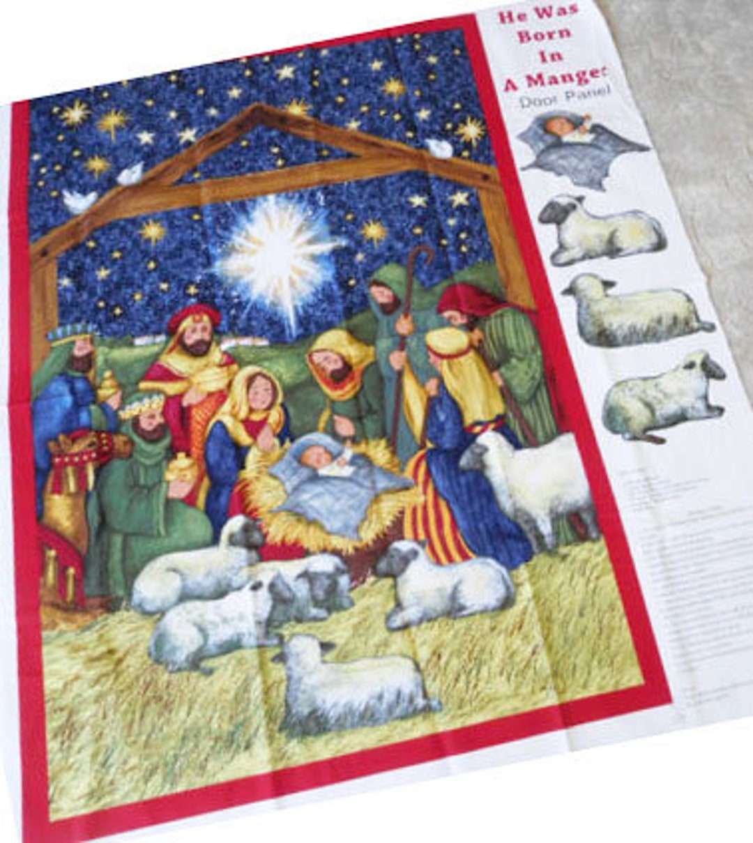 Manger Scene Door Panel 27" X 41", Nativity Scene, Mary Joseph Sheep ...