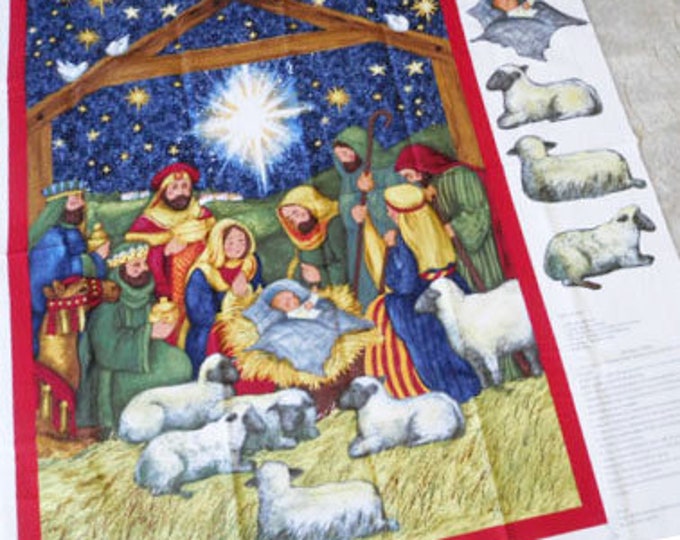 Nativity Holy Night Fabric Panel 24"x44", CD2015-BLUE for Timeless ...