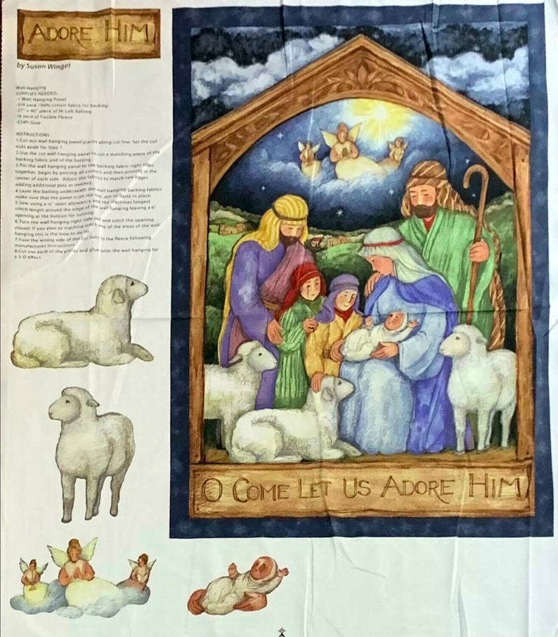 Adore Him Nativity Scene Fabric Panel 23x42 - Etsy