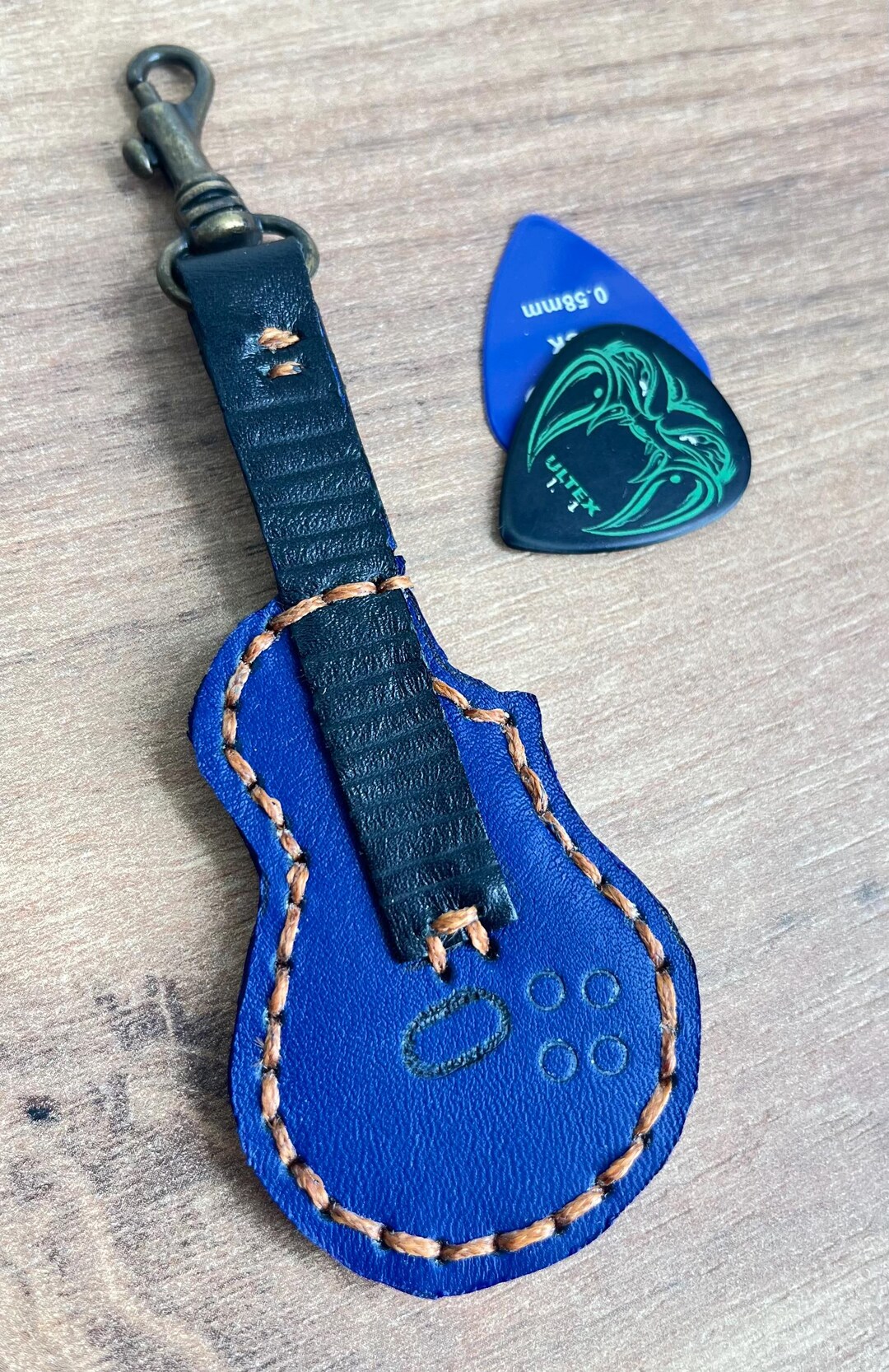 Leather Guitar Keychain - Handmade Perfect Gift, Unique Accessory for ...
