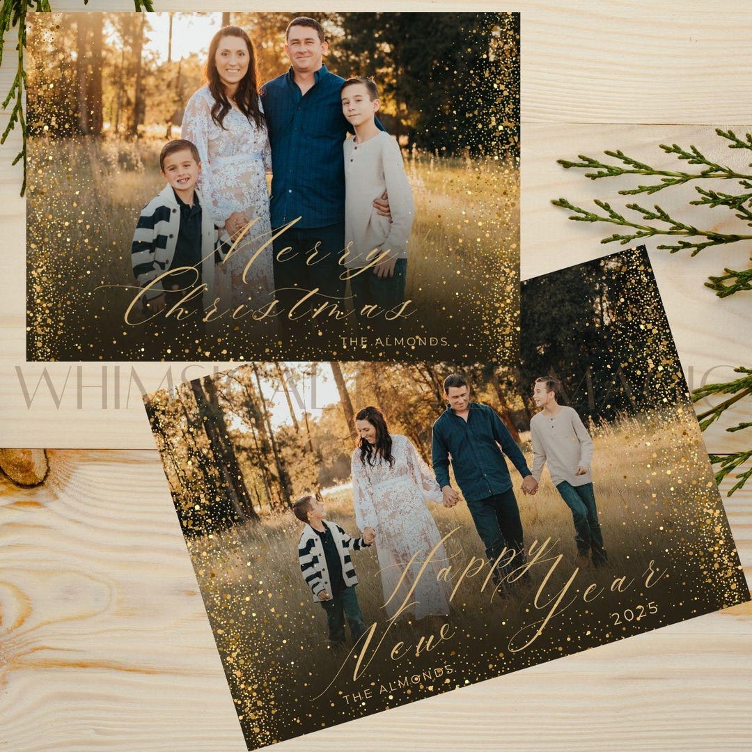 New Years 2025 Photo Card Template, Minimalist Holiday Photo Card ...