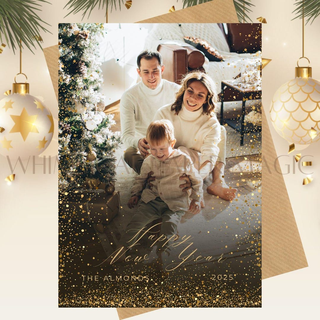 Minimalist New Year Photo Card Template, Editable Holiday Card (canva ...