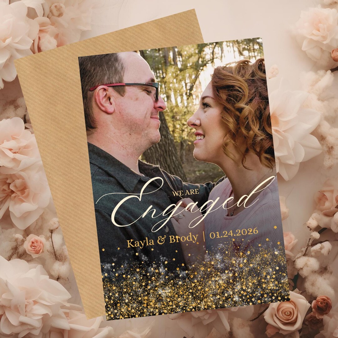 Romantic Engagement Template, Engagement Announcement Card, Our Love ...